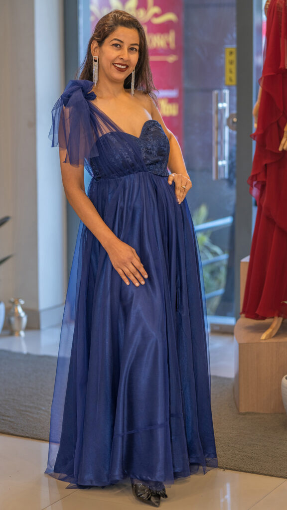 Shop This Navy Blue Gown With Thread Sequence Work